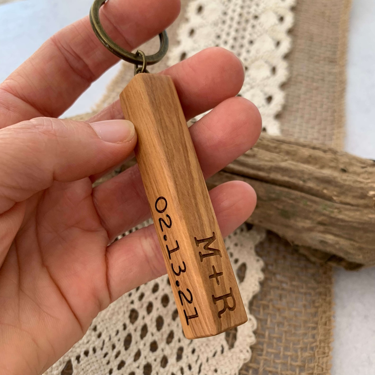 Wood Anniversary Key Chain 5th Wooden Anniversary Gift for - Etsy