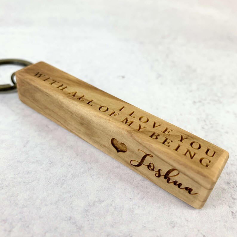 Keychain for Men, Engraved Wood Keychain, Custom Wooden Keychain ...