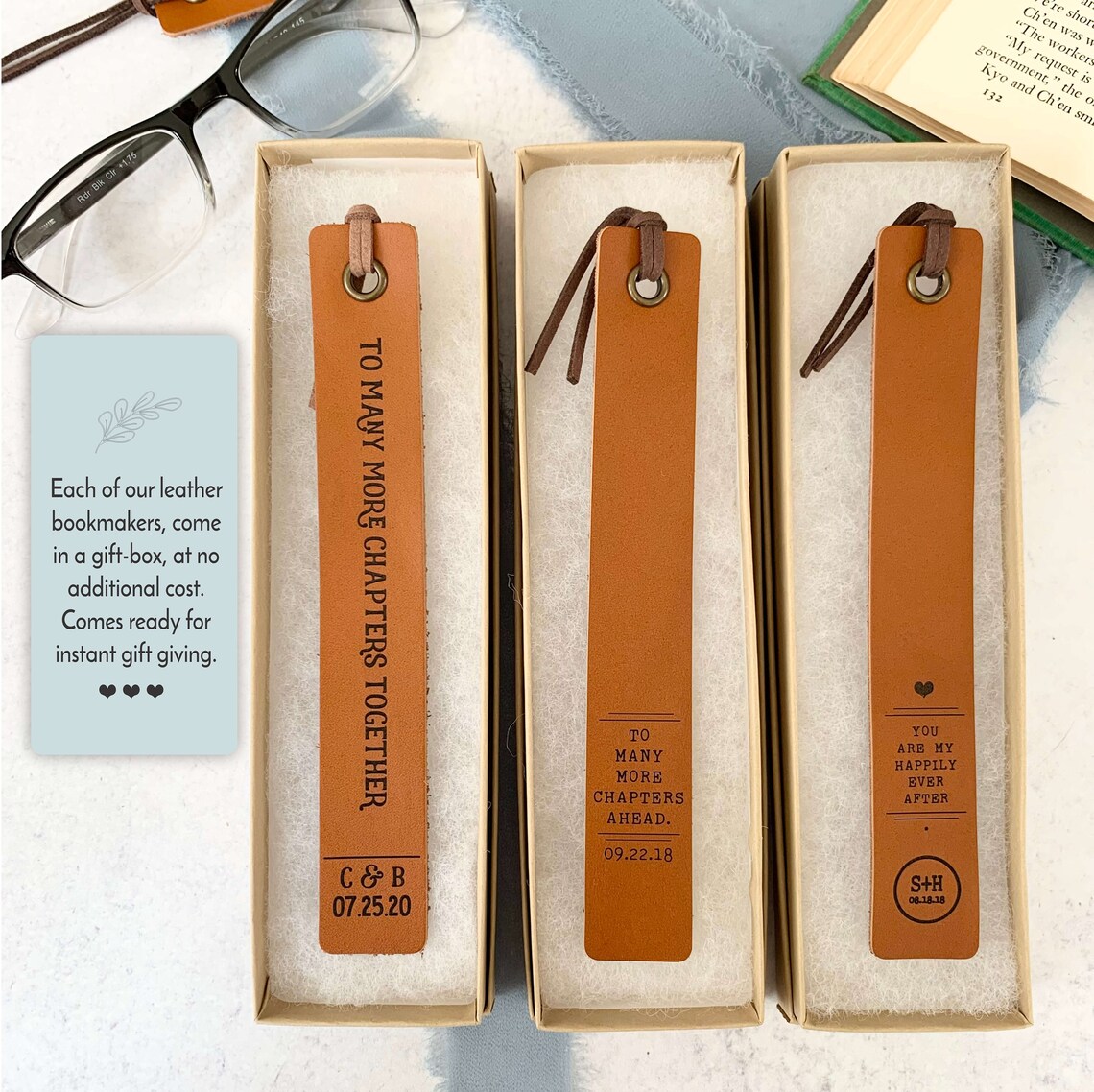 Leather Bookmark Personalized 3rd Anniversary Bookmark to Many | Etsy