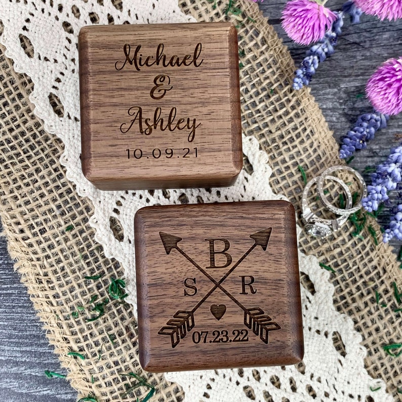 Double Ring Box Wood Ring Box for Wedding Ceremony Ring - Etsy