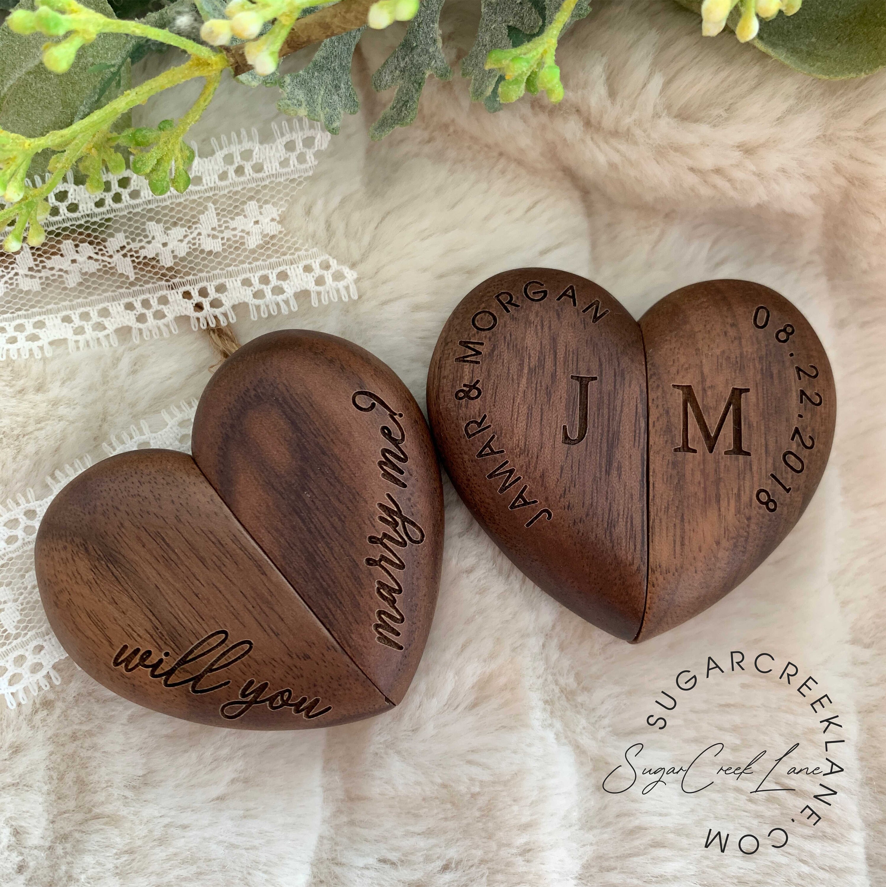 Wedding Engagement proposal Ring Box Small Custom Engraved | Etsy