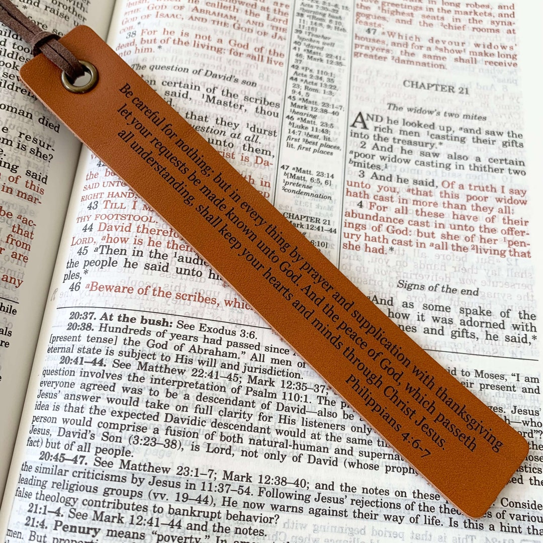 Custom Leather Bookmark, Favorite Scripture Leather Bookmark, Gift for ...