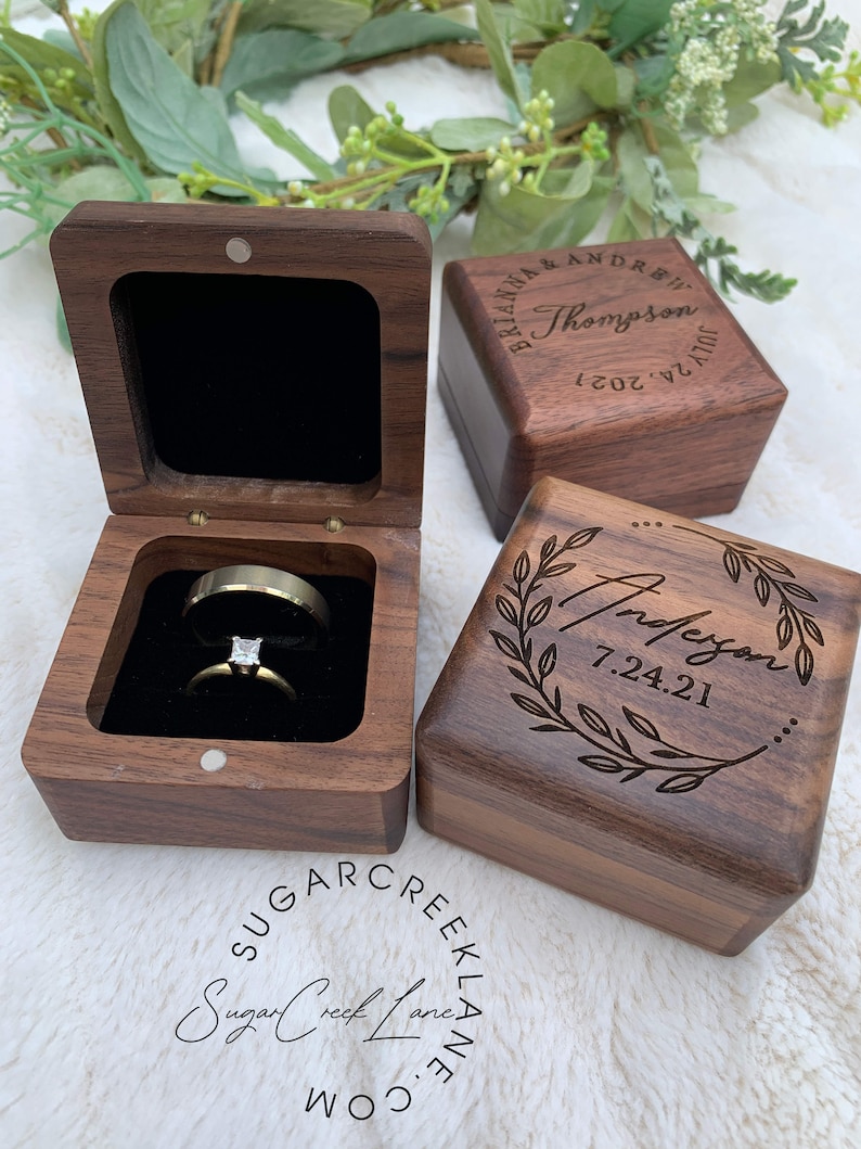 Custom Engraved Wedding Ring Box Ring Bearer Box Wedding - Etsy