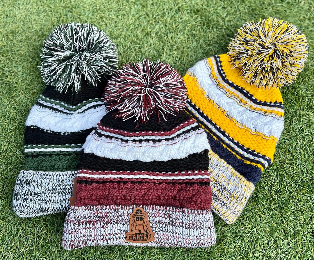 School Football Beanie, High School Winter Hat, Pom Pom Beanie, School ...
