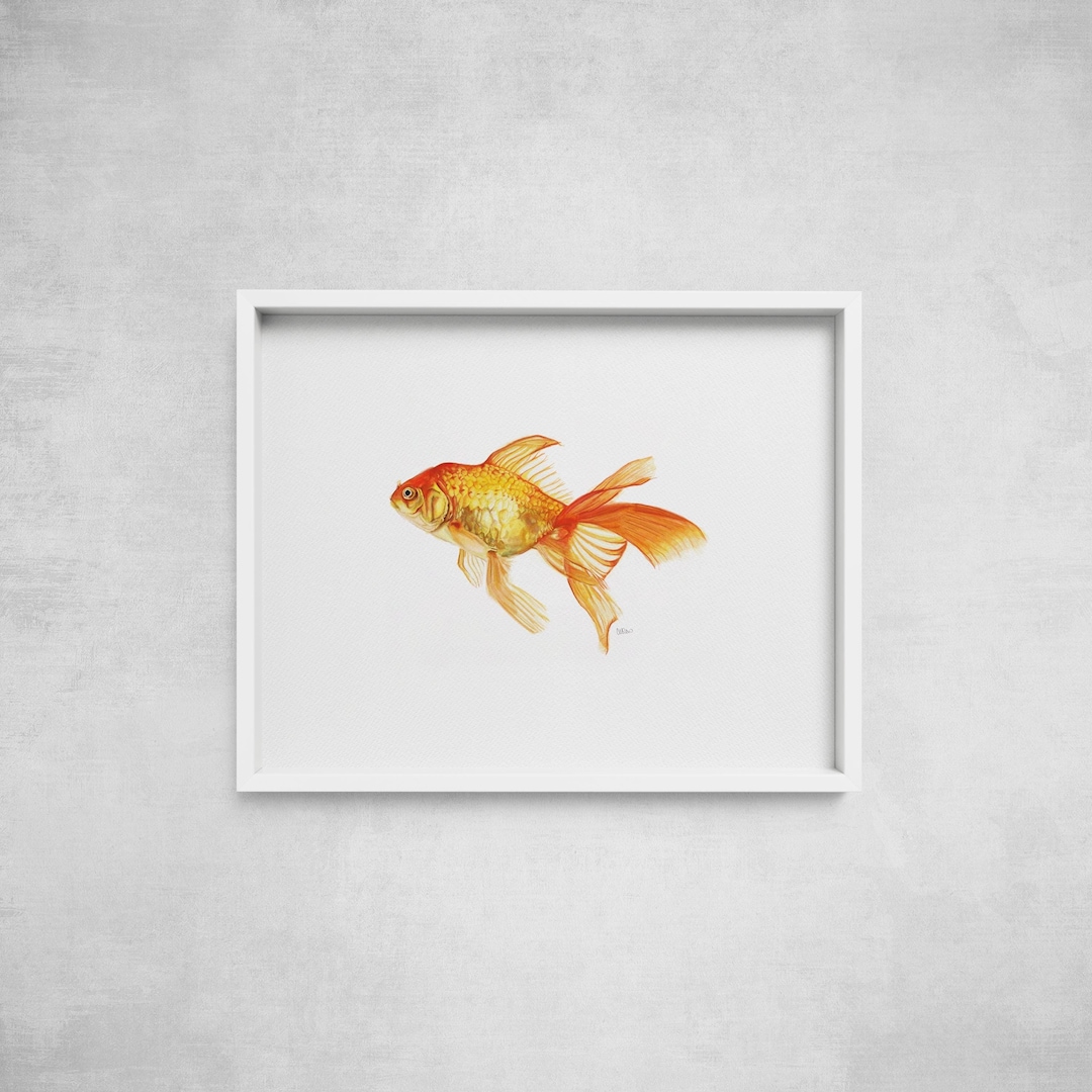 Goldfish Digital Art Poster Print – Vibrant Aquatic Wall Decor for ...