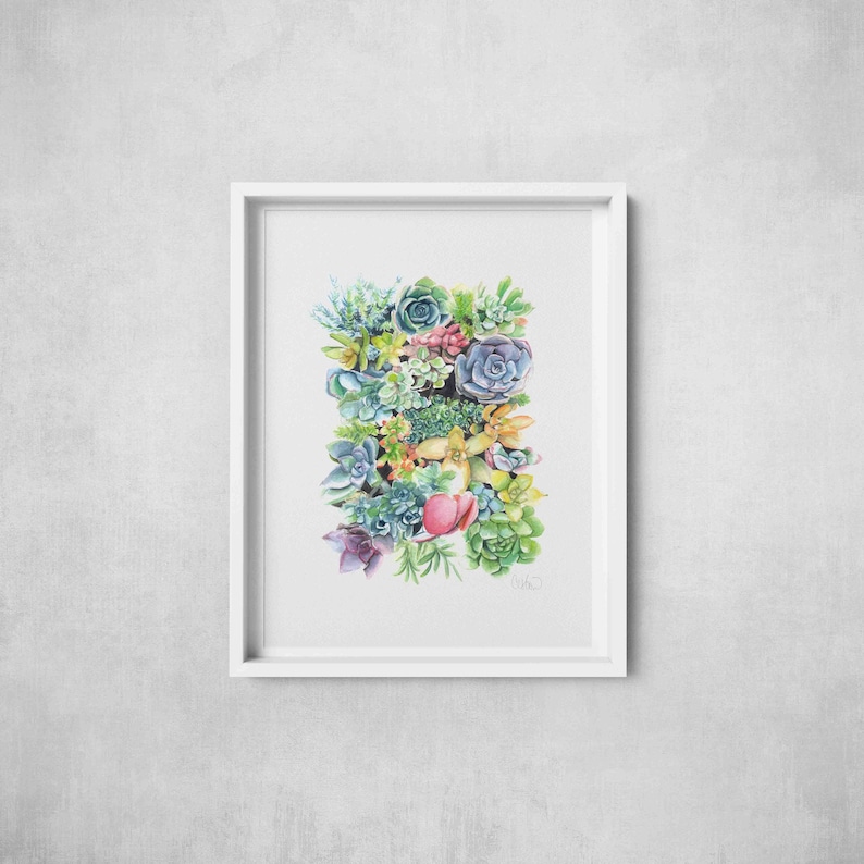 Colorful Watercolor Succulent Arrangement / Succulent Painting ...