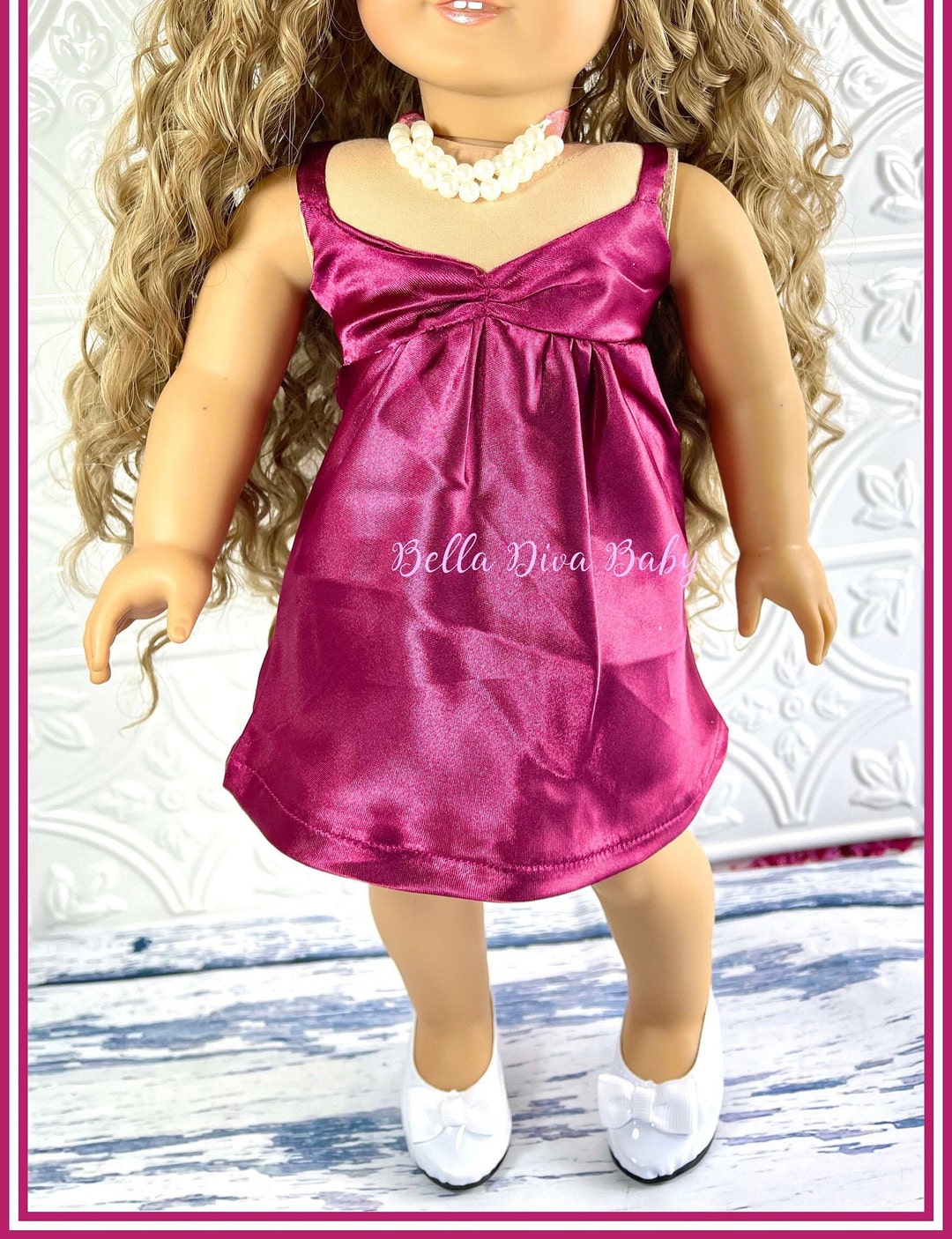 Raspberry Satin Doll Dress With Necklace: Fits 18" Dolls - Etsy