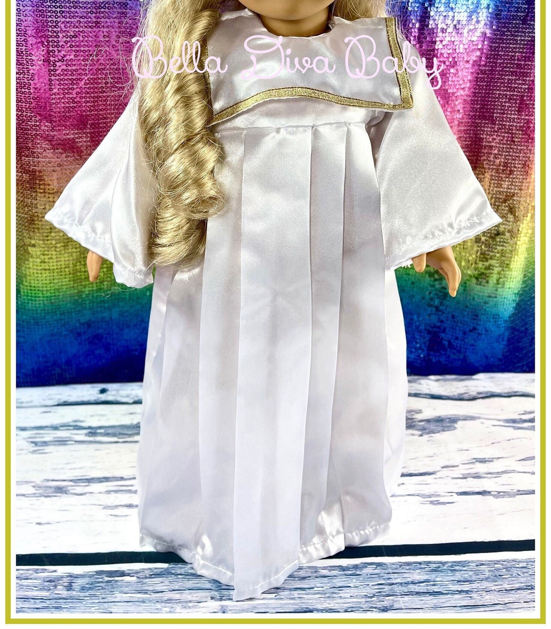 18" Girl Doll GRADUATION GOWN, CAP White and Gold Designed to Fit 18 ...