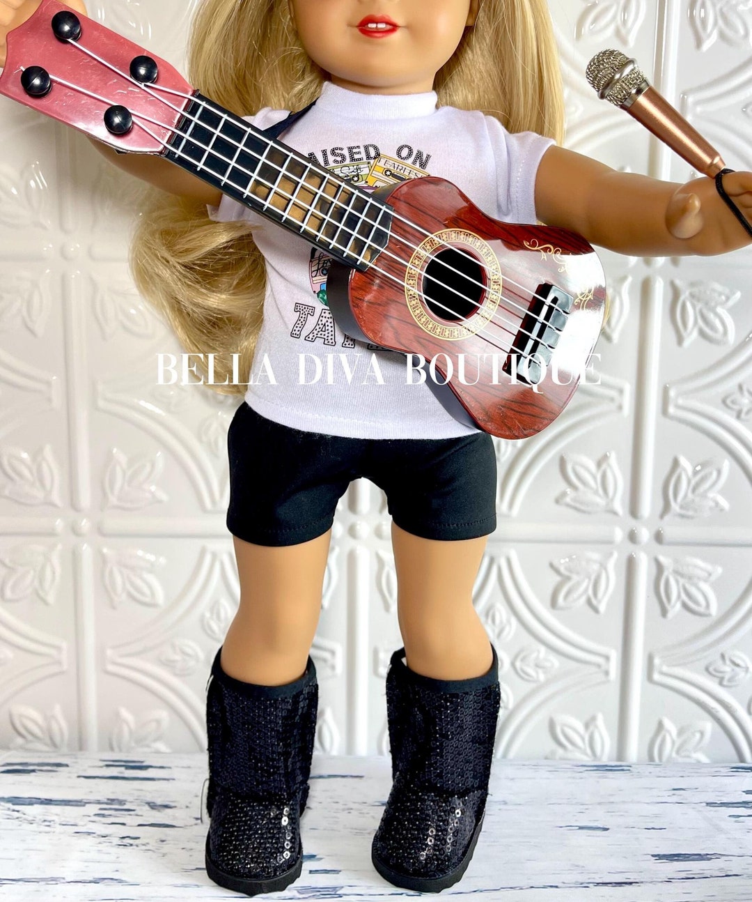 Set GUITAR AND MICROPHONE Designed to Fit 18 Inch Dolls Adorable Look ...