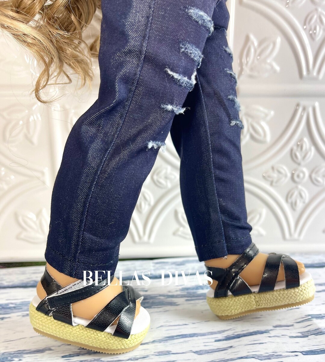 18 Girl Doll PLATFORM Black Stripe SANDALS SUMMER Platform Stripe ...