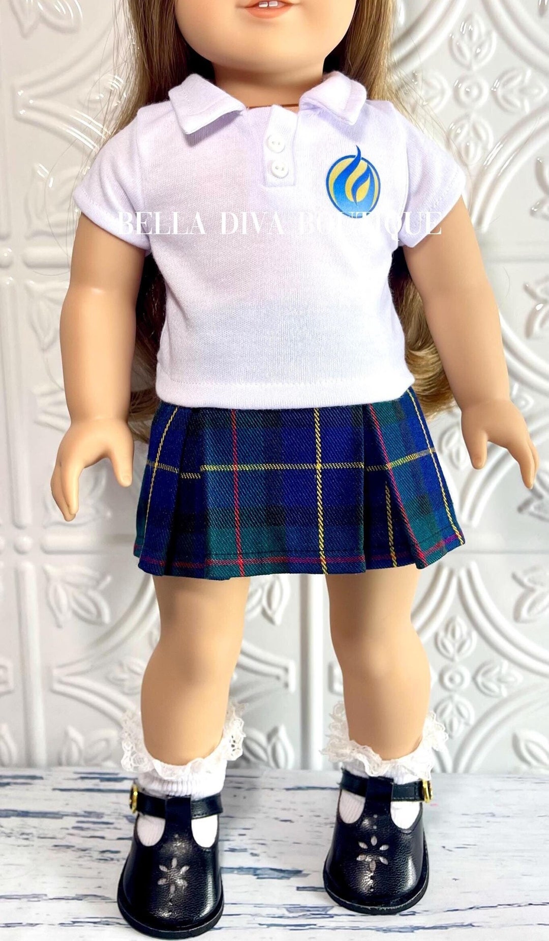 Personalized 18" Doll School Uniform: Plaid Skirt & Polo Shirt - Etsy
