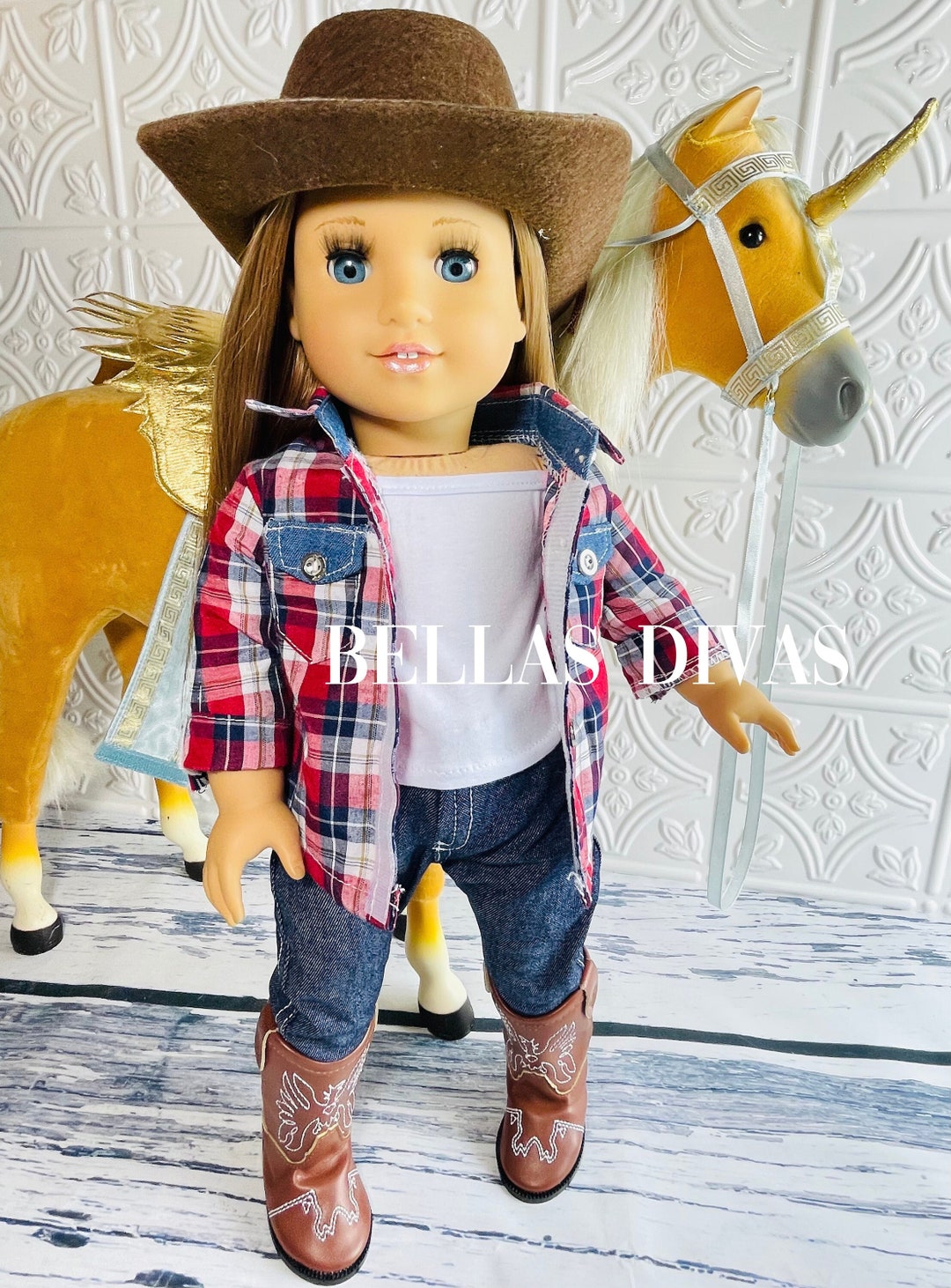 18 Doll COWGIRL HAT BROWN Adorable Fancy Rodeo Western Cowboy Hat ...