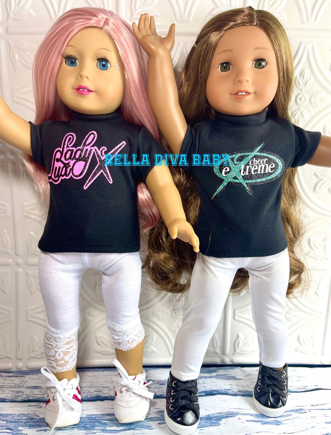18 Doll CHEERLEADING CUSTOM Team Shirts College university Personalized ...