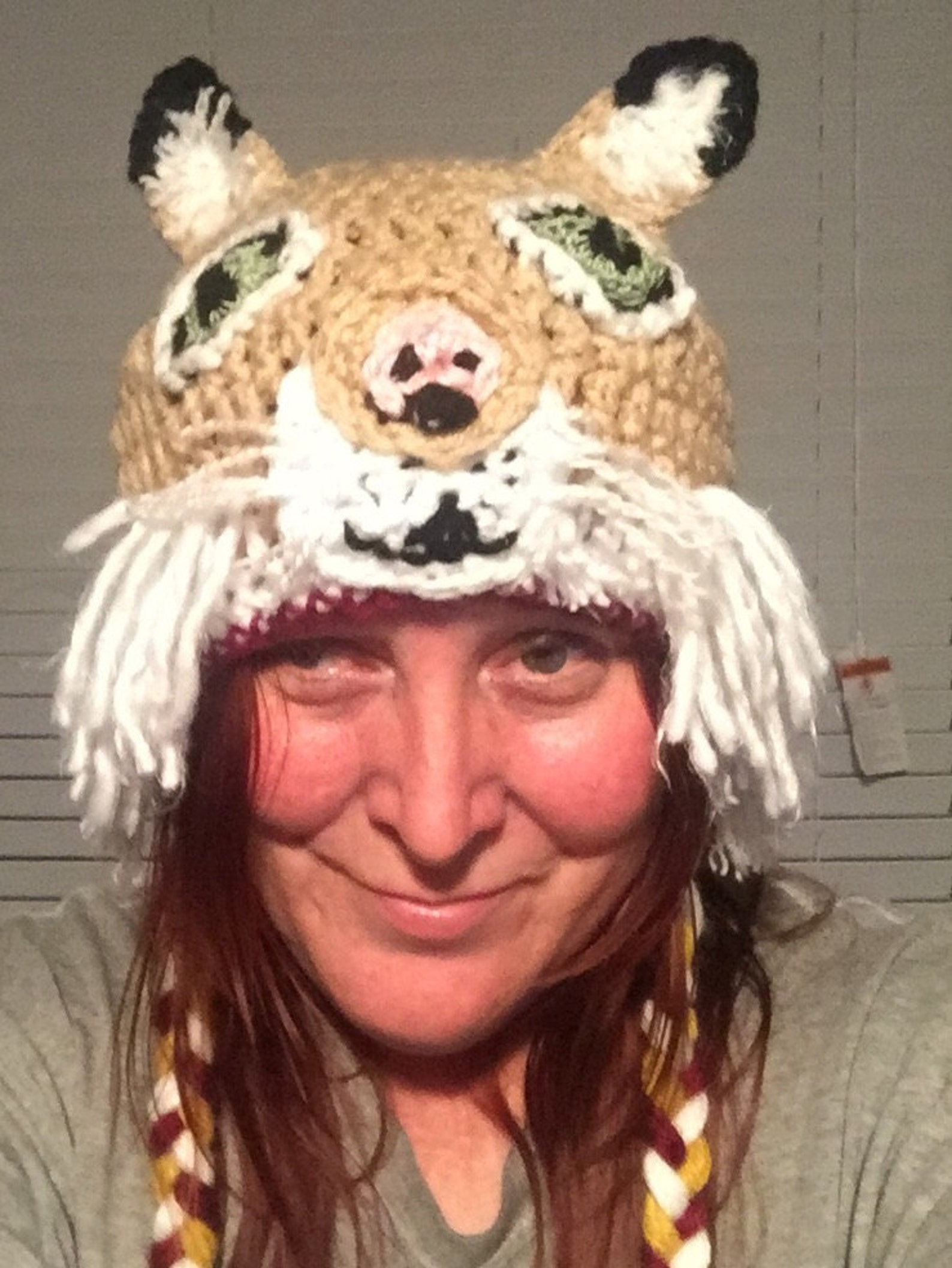 Bobcat Crochet Hat with Braids | Etsy