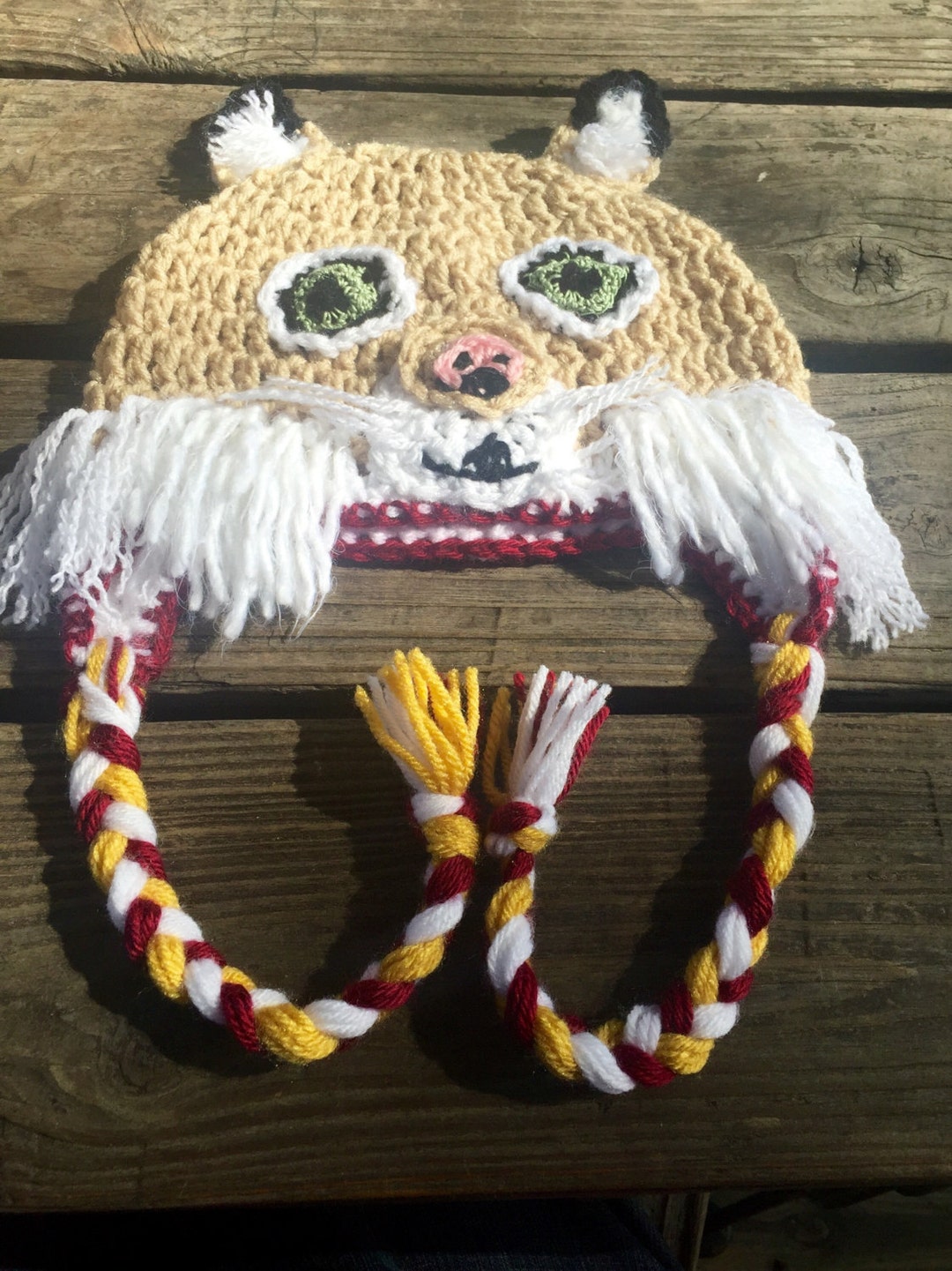 Bobcat Crochet Hat With Braids - Etsy