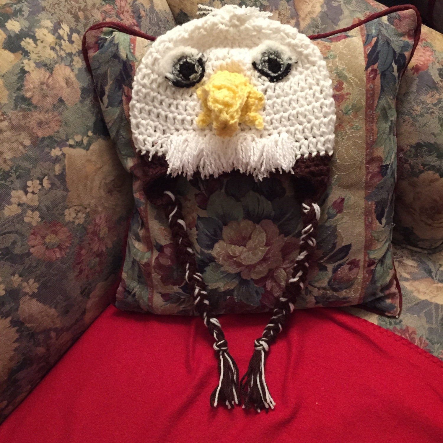 Bald Eagle Crochet Hat With Earflaps and Braids | Etsy