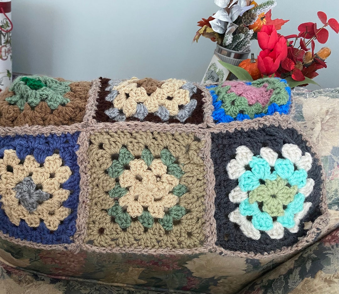 Pair of Granny Square Crochet Armrest Covers - Etsy