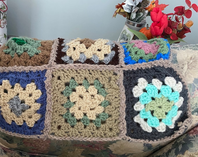 Pair of Granny Square Crochet Armrest Covers - Etsy