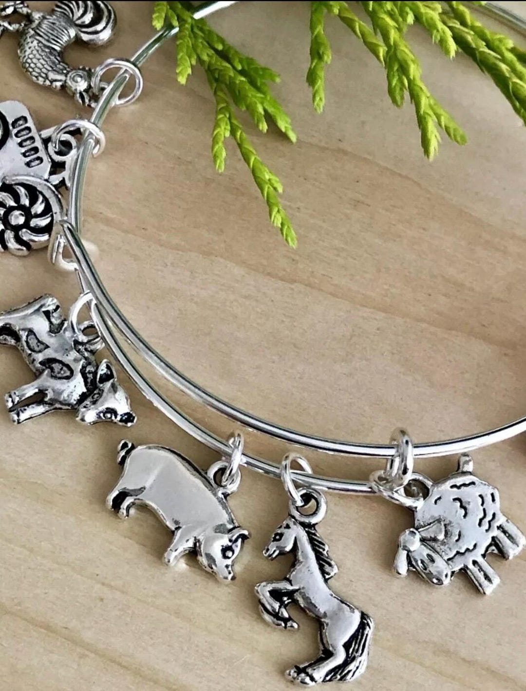 Farm Animals Tractor Cow Pig Horse Sheep Chicken Hen Rooster Charms ...