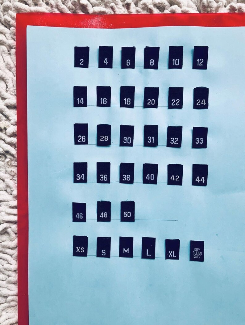Woven Clothing Size Labels - Sew-in Fabric Tags XS-50 - Etsy