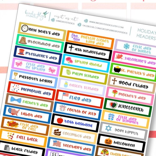 Yearly Holiday Stickers / Holiday Marker Sticker / Holidays - Etsy