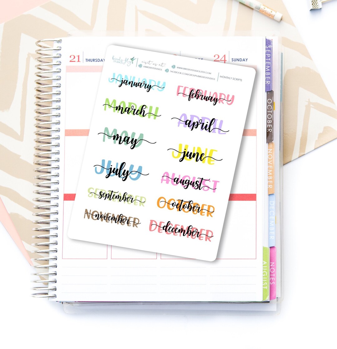 Monthly Header Stickers / Monthly Functional Sticker / Header Stickers ...