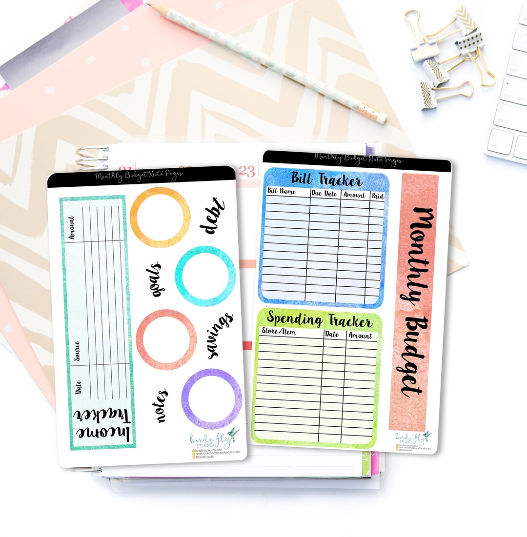 Monthly Budget Note Page Stickers / Budget Tracker Note Page Stickers ...