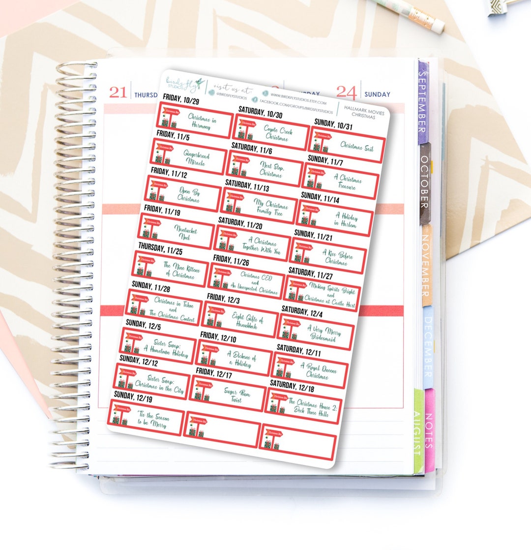 2021 Planner Stickers Hallmark Christmas Movie Schedules / Christmas ...