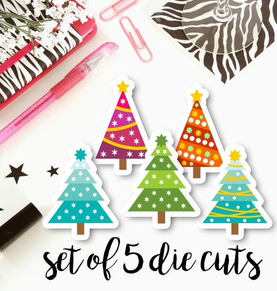 Cardstock Die Cut Christmas Trees Set of 5 Cardstock Die | Etsy