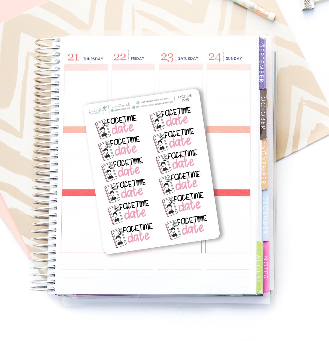 Facetime Date Reminders / Face Time Planner Stickers / Video Chat ...