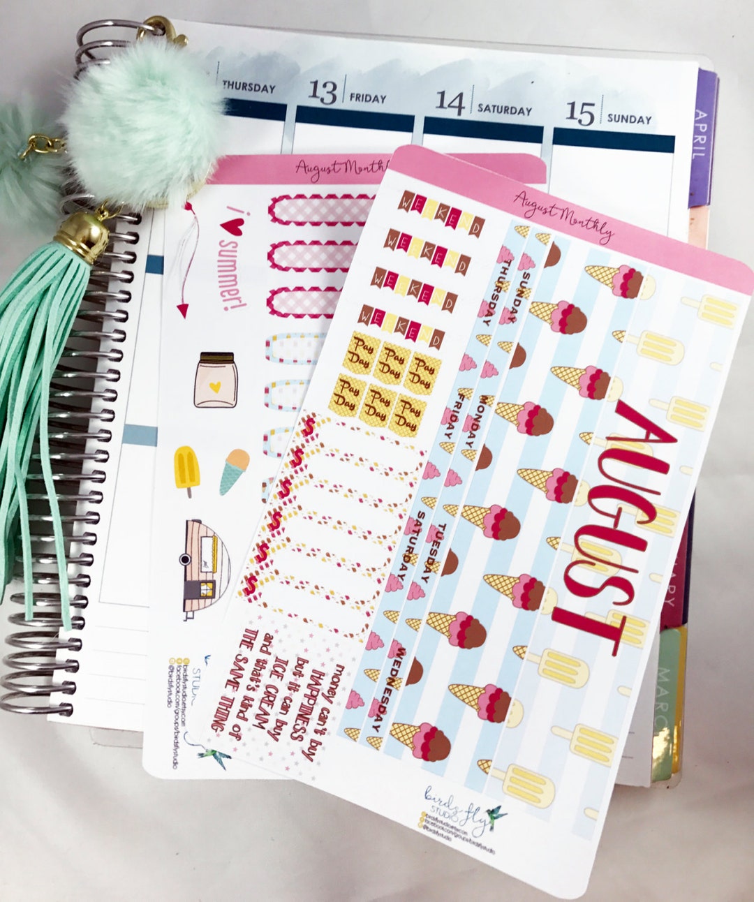 August MONTHLY Kit Planner Stickers Monthly Spread for Erin Condren ...