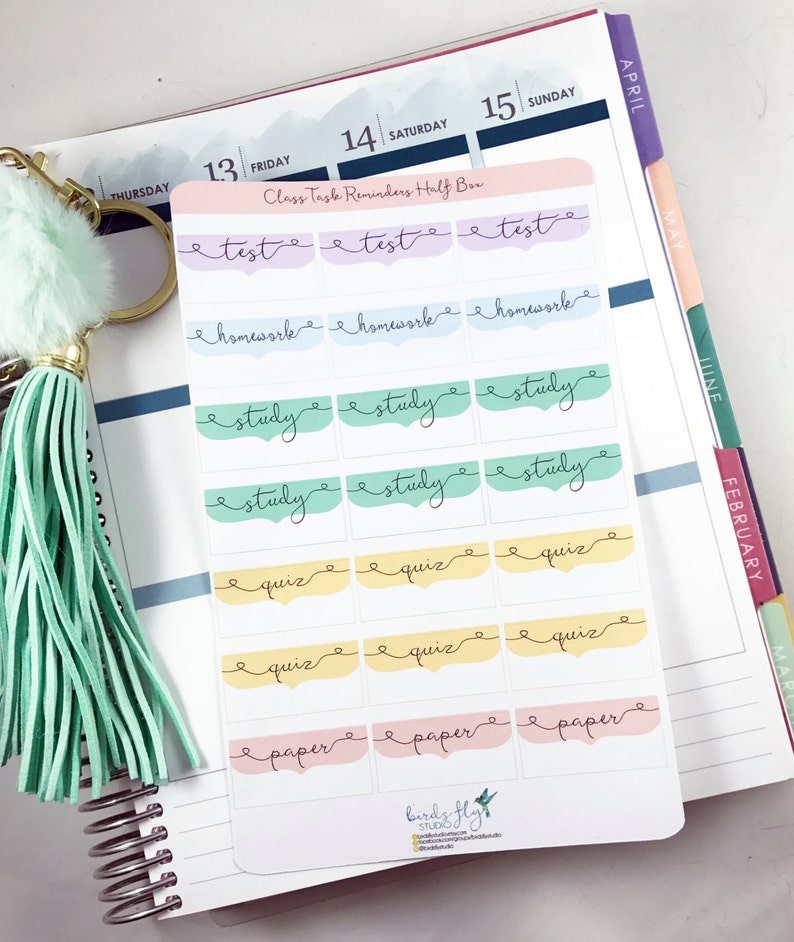 College Student Planner Stickers Class Test Paper - Etsy