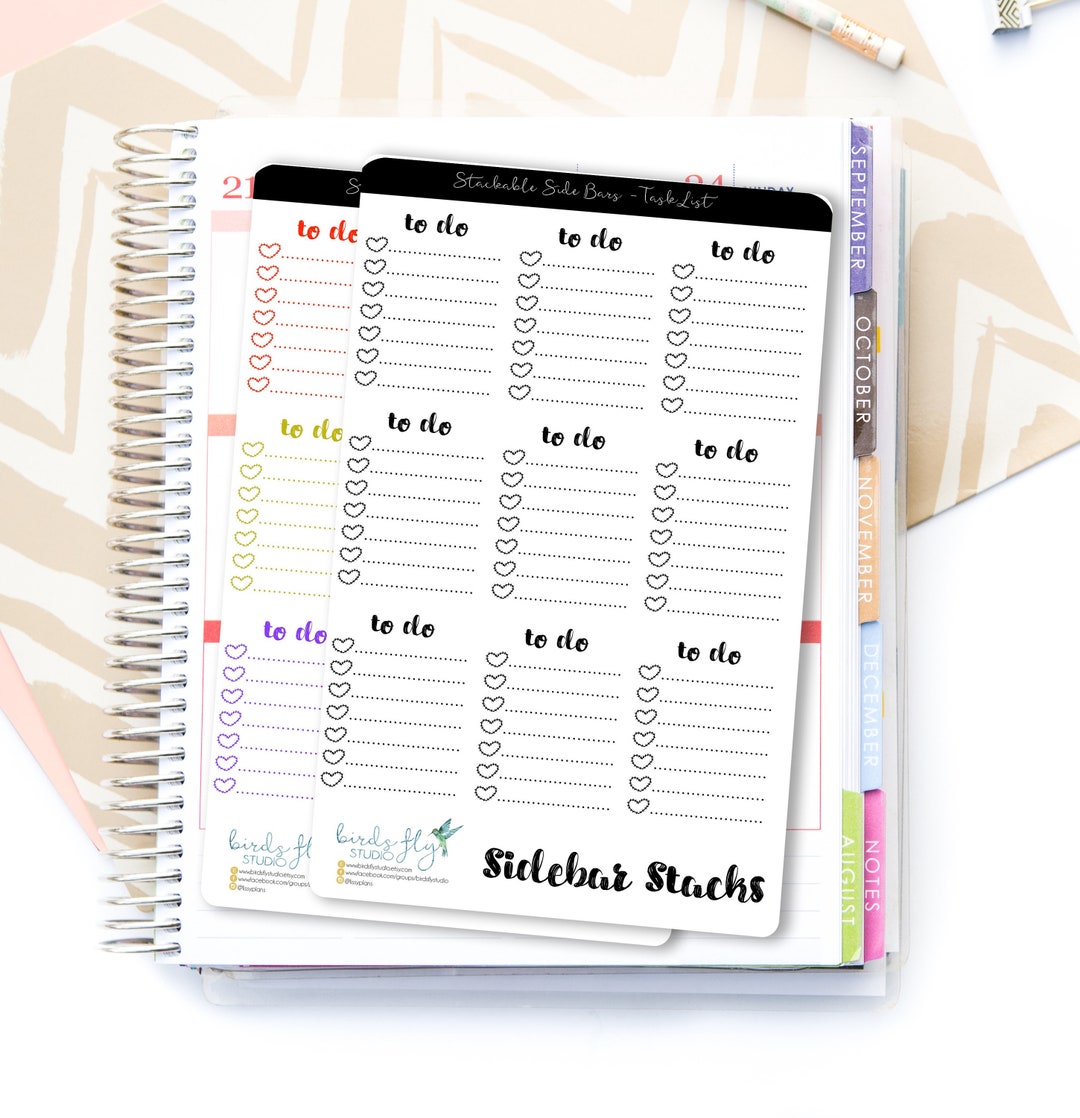 To Do Task List Planner Sticker | Side Bar Stacks for Erin Condren ...