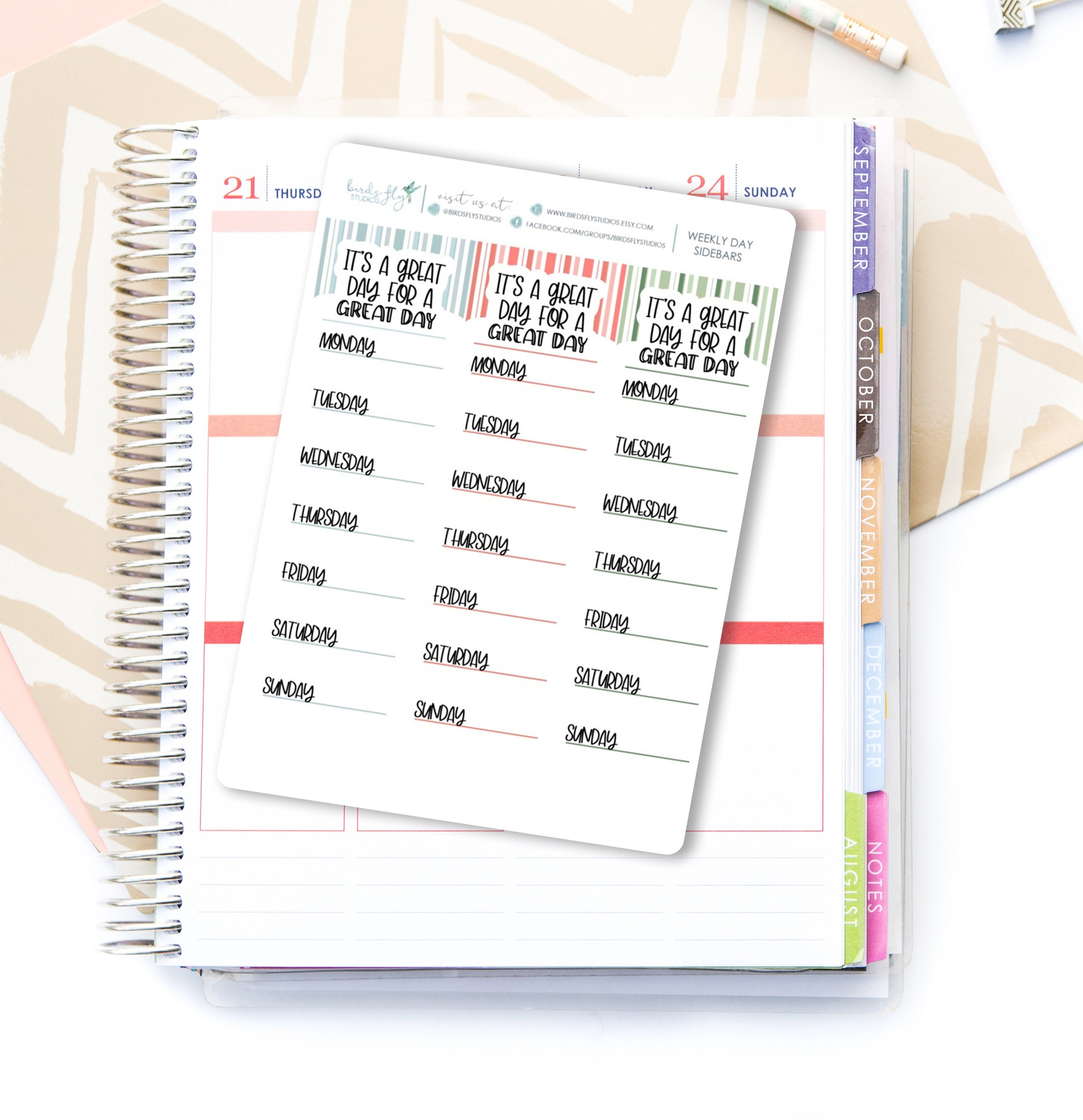 Weekly Schedule Sidebar Planner Sticker Weekly Trackers for - Etsy
