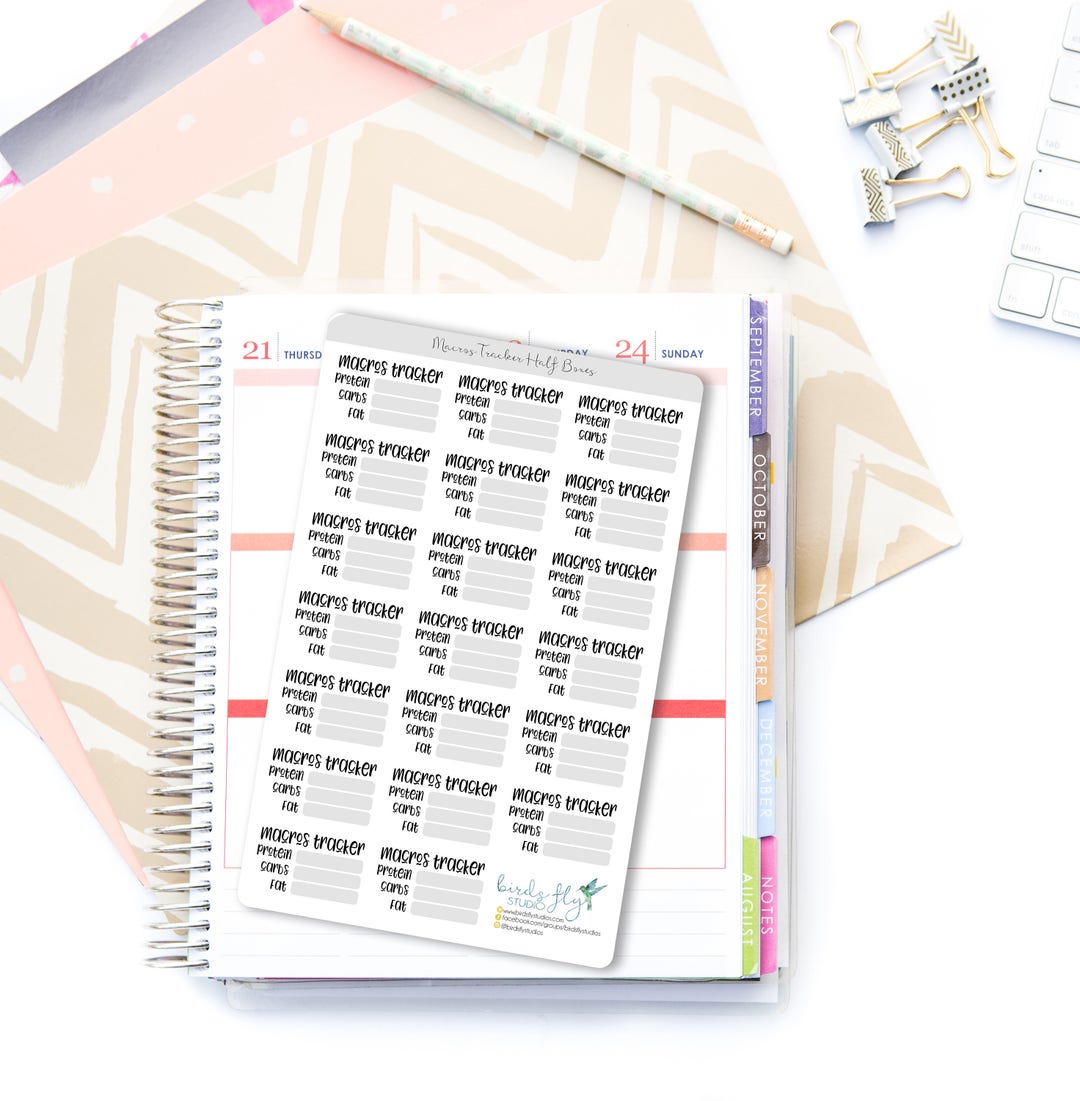 Macros Tracker Box Erin Condren Stickers | Weight Loss Stickers for ...