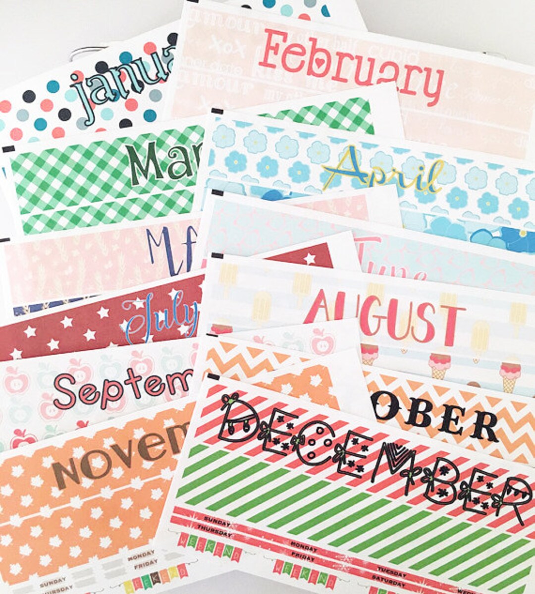 Full Year MONTHLY Kit Planner Stickers | Monthly Spread for Erin ...