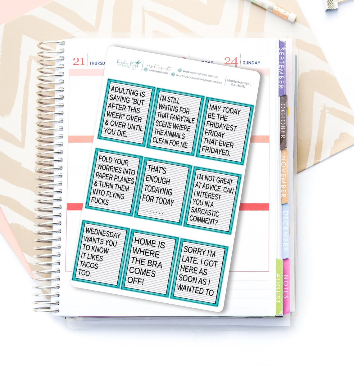 Teal Letterboard Quote Box Stickers Funny Quotes Stickers / - Etsy