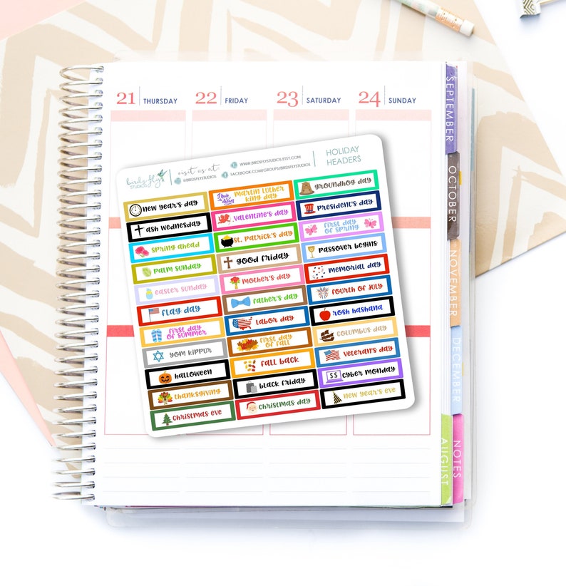 Yearly Holiday Stickers / Holiday Marker Sticker / Holidays | Etsy