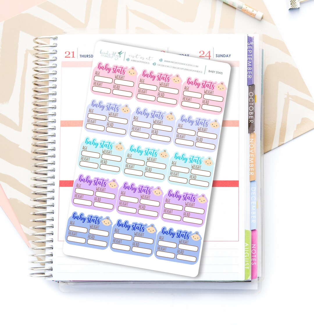 Baby Stats Tracker Sticker Set / Infant Stats Stickers / Baby ...