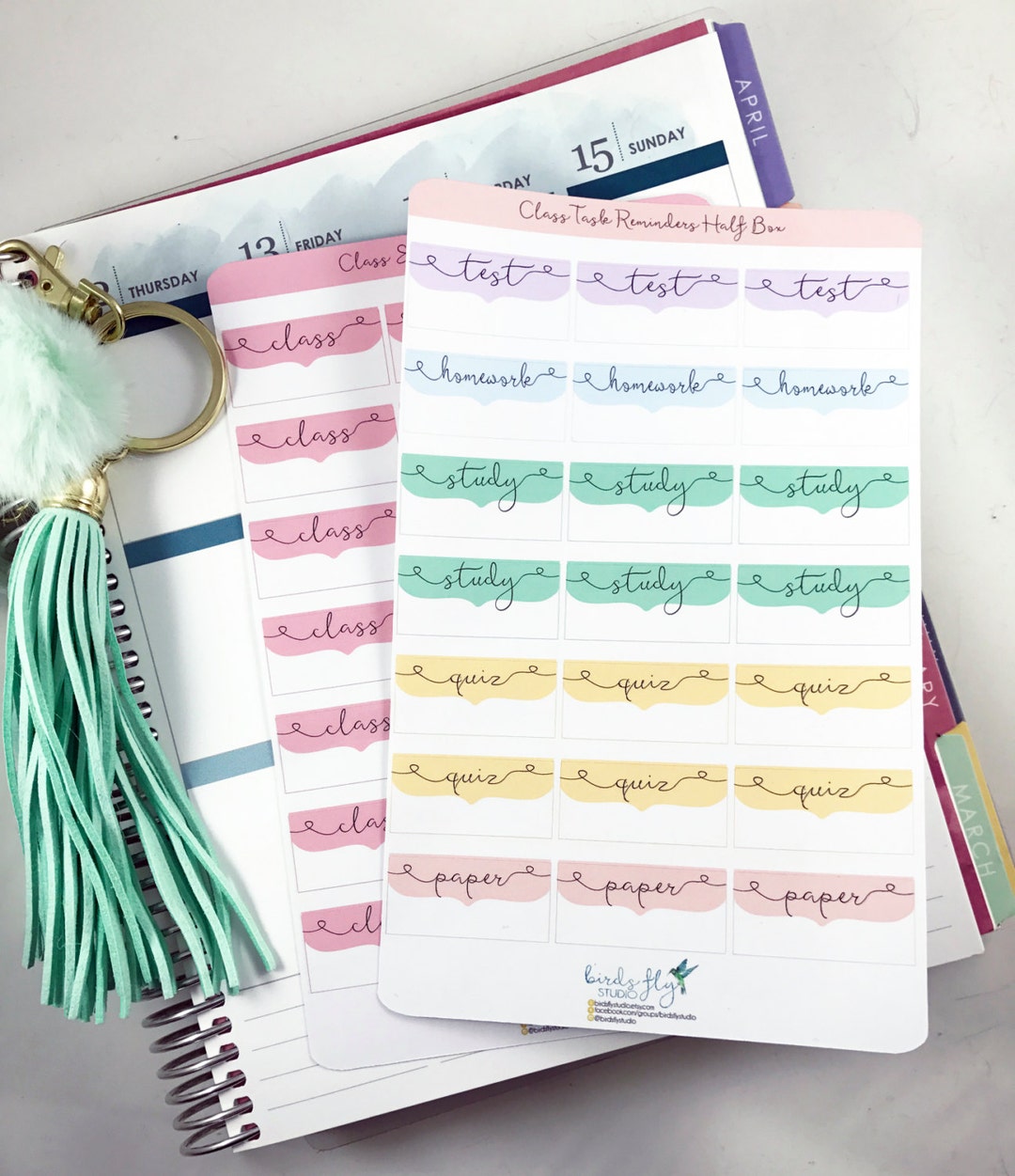 College Student Planner Stickers | Class, Test, Paper, Homework ...