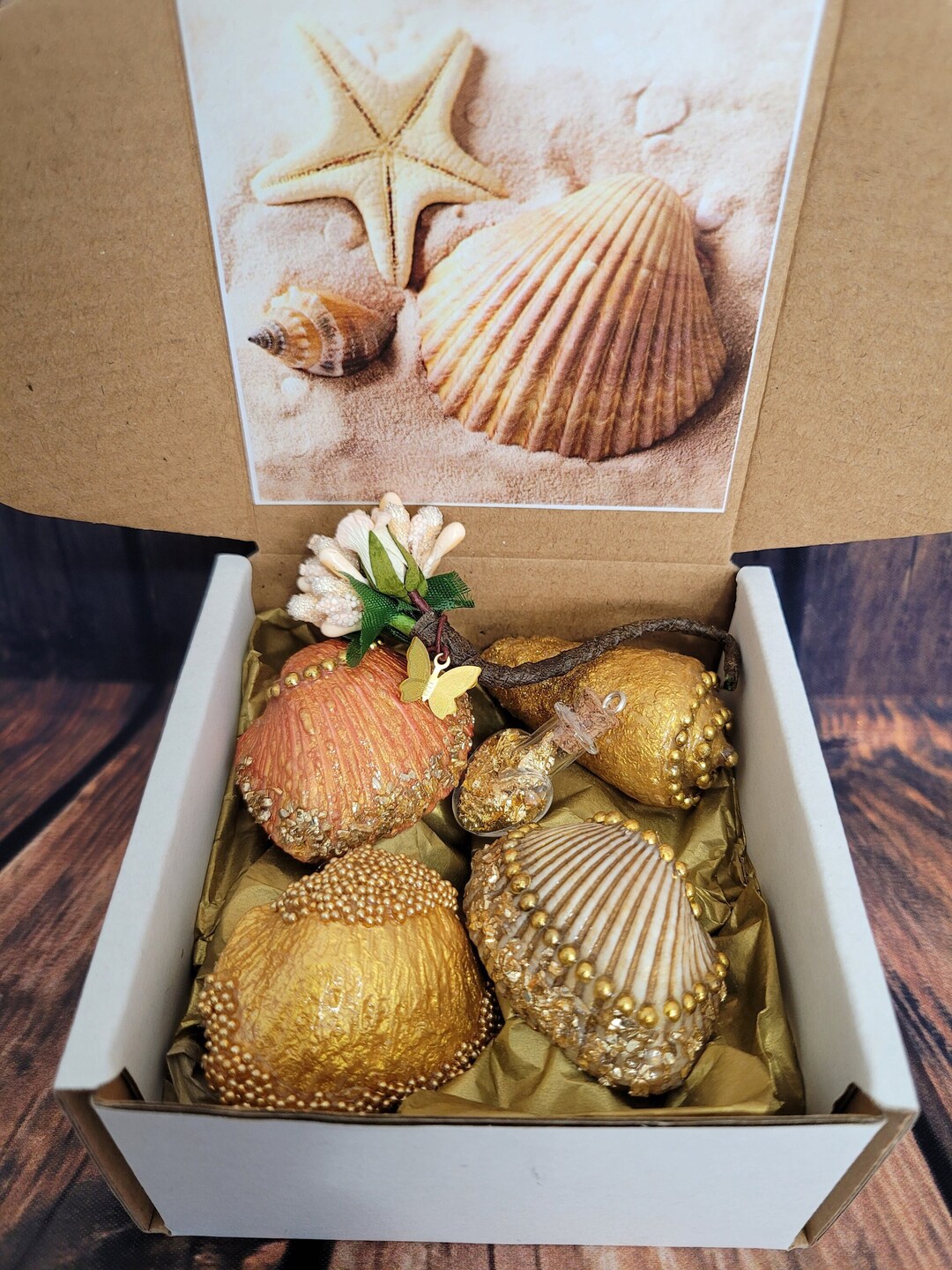 OOAK Beautiful Decorative Seashells Gift Box ~ Sea Art Deco Heart ...