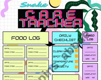 Digital Snake Meal Tracker Planner Care Sheet Shed / Weight Log - Etsy