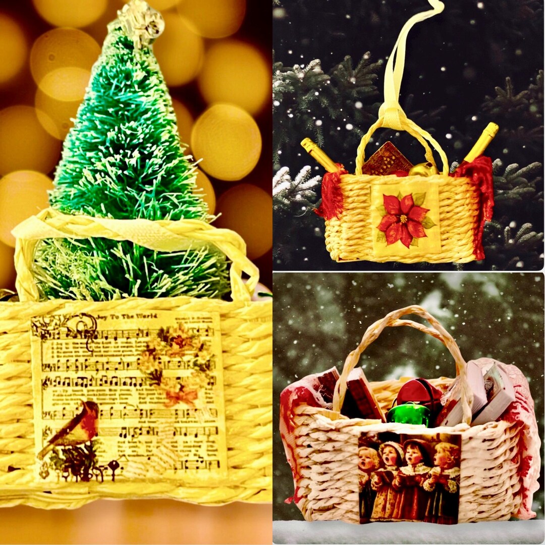 Three Upcycled Mini Basket Ornaments Holding the Promise of a Relaxed ...