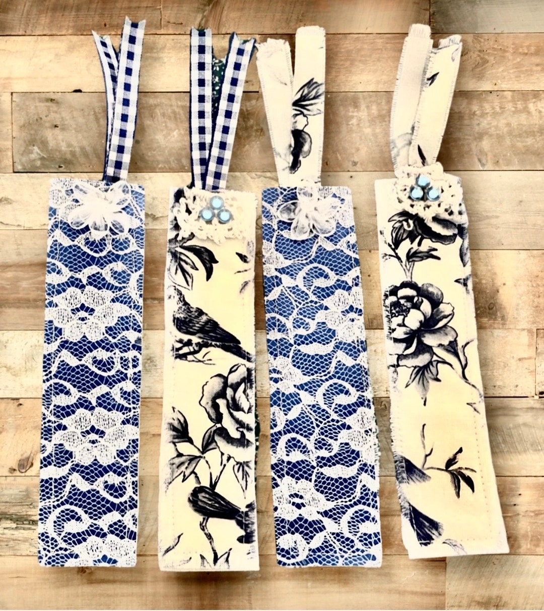 4 Handmade Cobalt Blue & White Bookmarks for Men or Women - Etsy