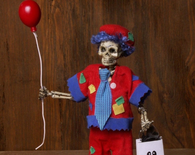 Miniature Trick or Treat Skeleton in Clown Costume for Your - Etsy