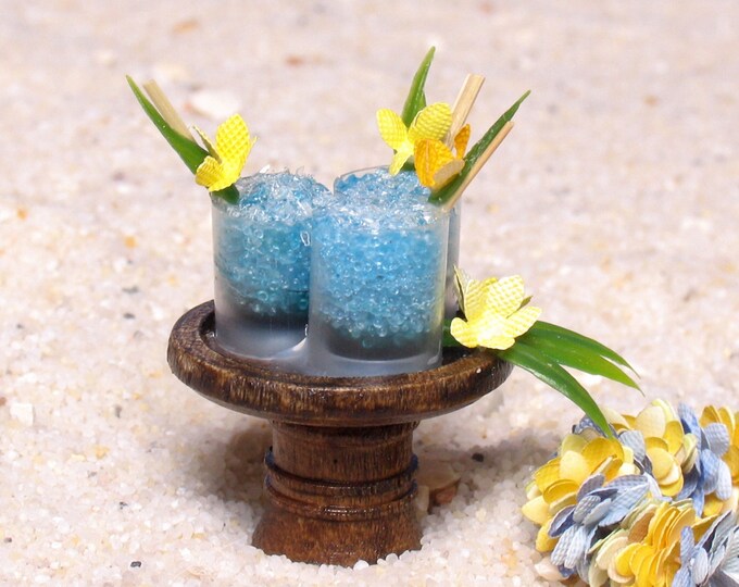 Miniature Beach Cocktails on Wooden Stand for Your Dollhouse - Etsy