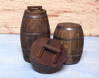 Rustic Miniature Wooden Grape Barrel With Metal Rings for Your - Etsy