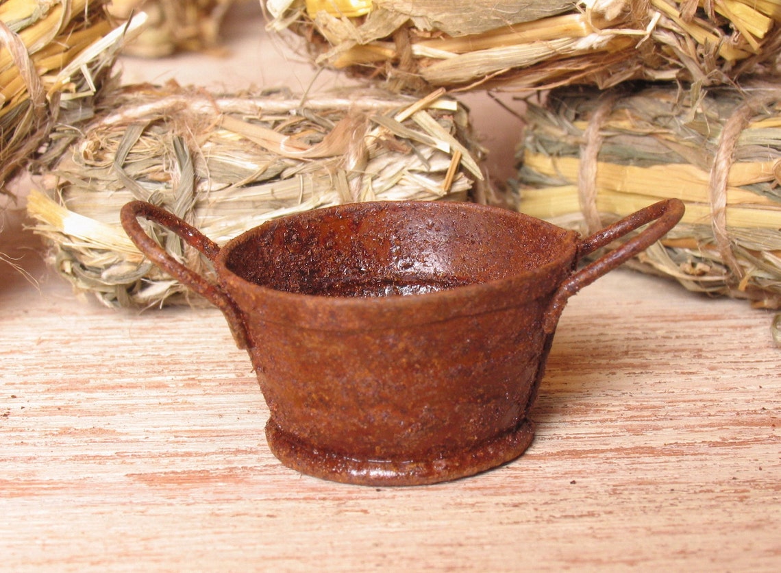 Rustic Rusty Miniature Metal Tub for Your Dollhouse Garden | Etsy