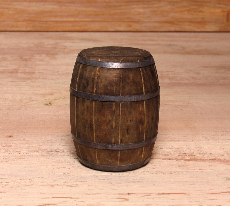 Rustic Miniature Wooden Barrel with Metal Rings for Your | Etsy