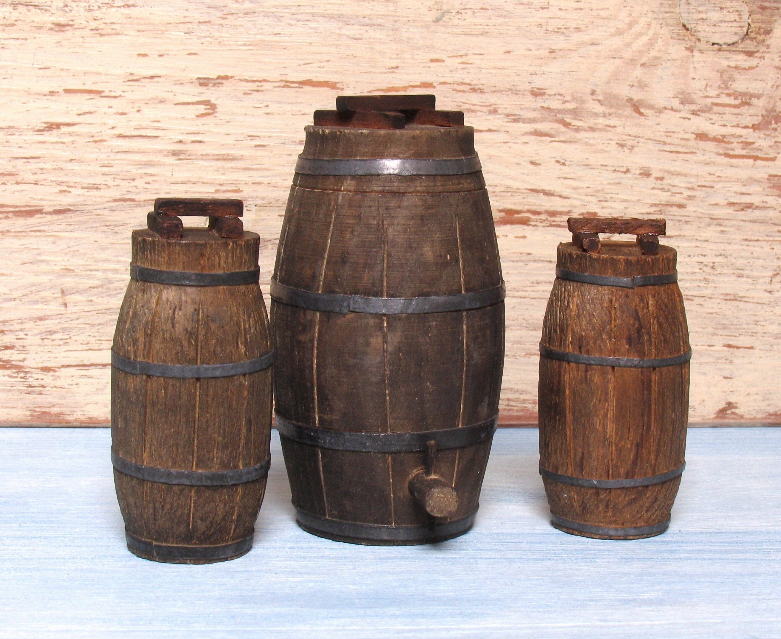 Rustic Miniature Wooden Barrel With Metal Rings for Your | Etsy UK